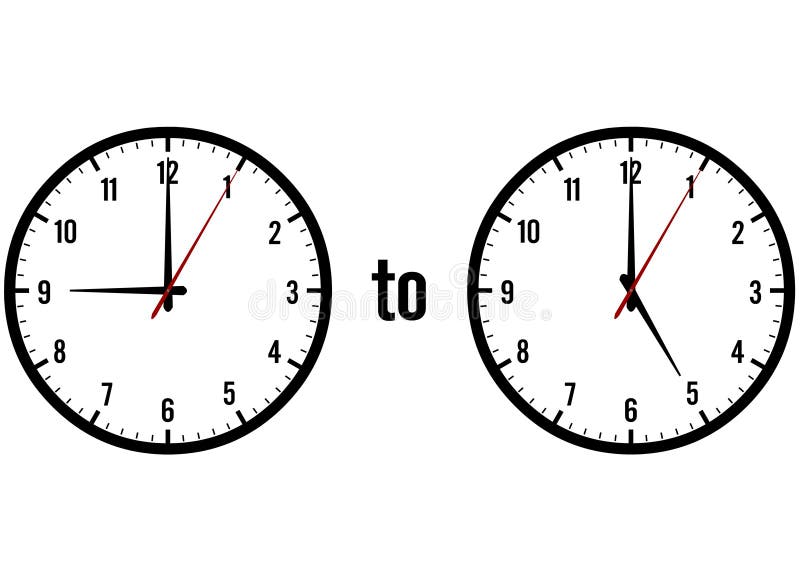Clocks showing 9 to 5 stock illustration. Illustration of tools - 6479724