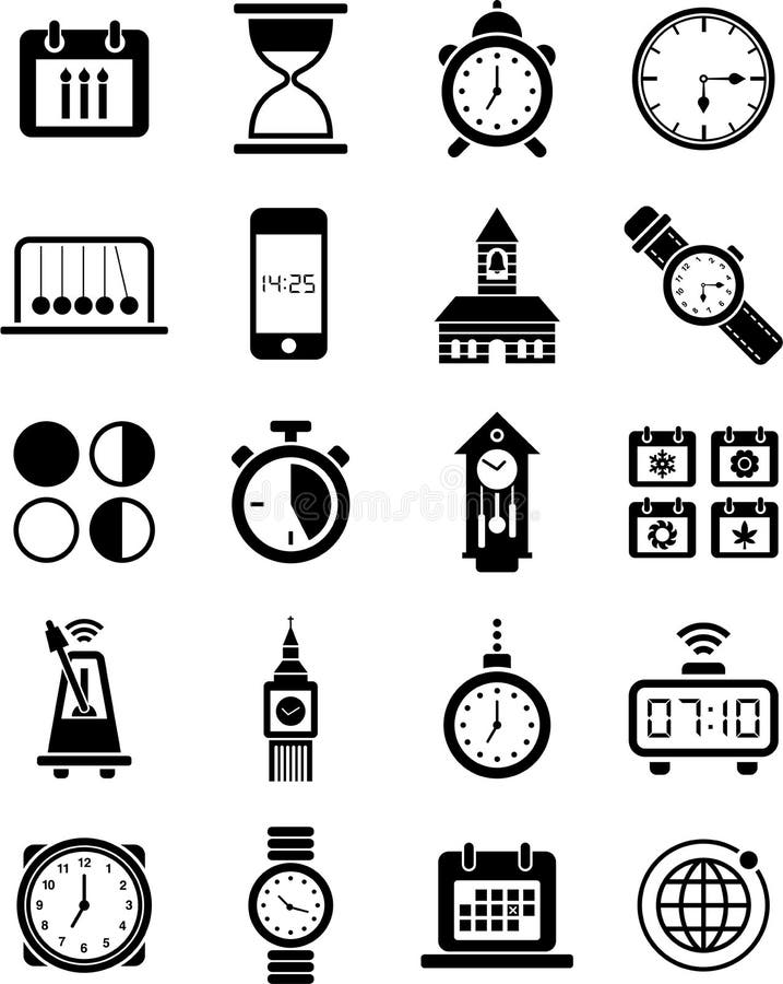 Clocks and time icons stock vector. Illustration of numbers - 27015075
