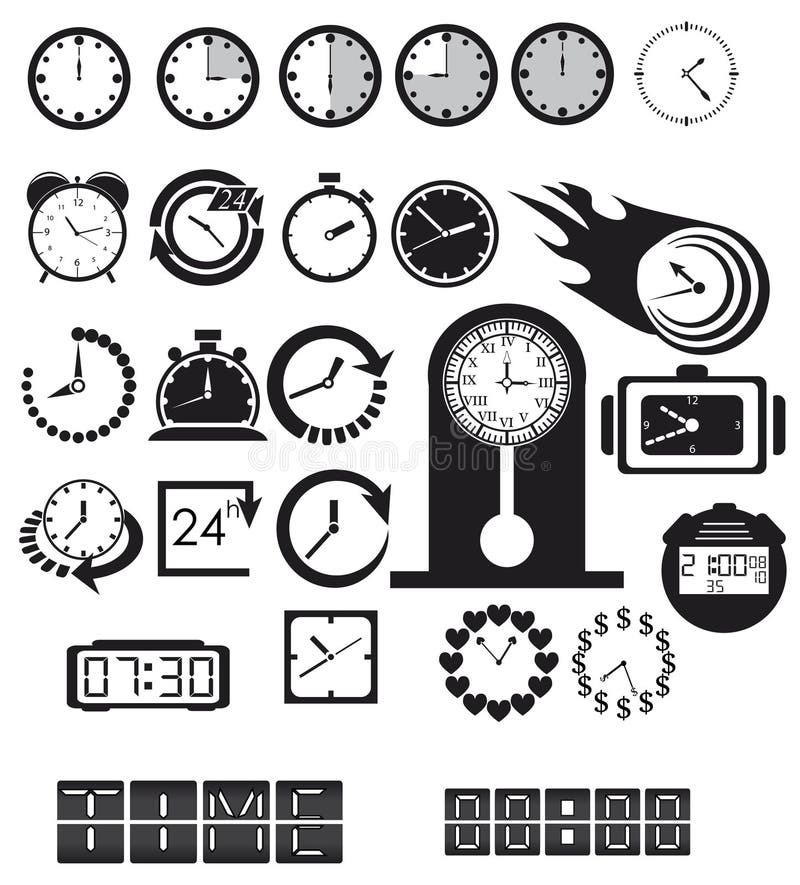Clocks Time Hours Icon Arrow Label Stock Vector - Illustration of ...