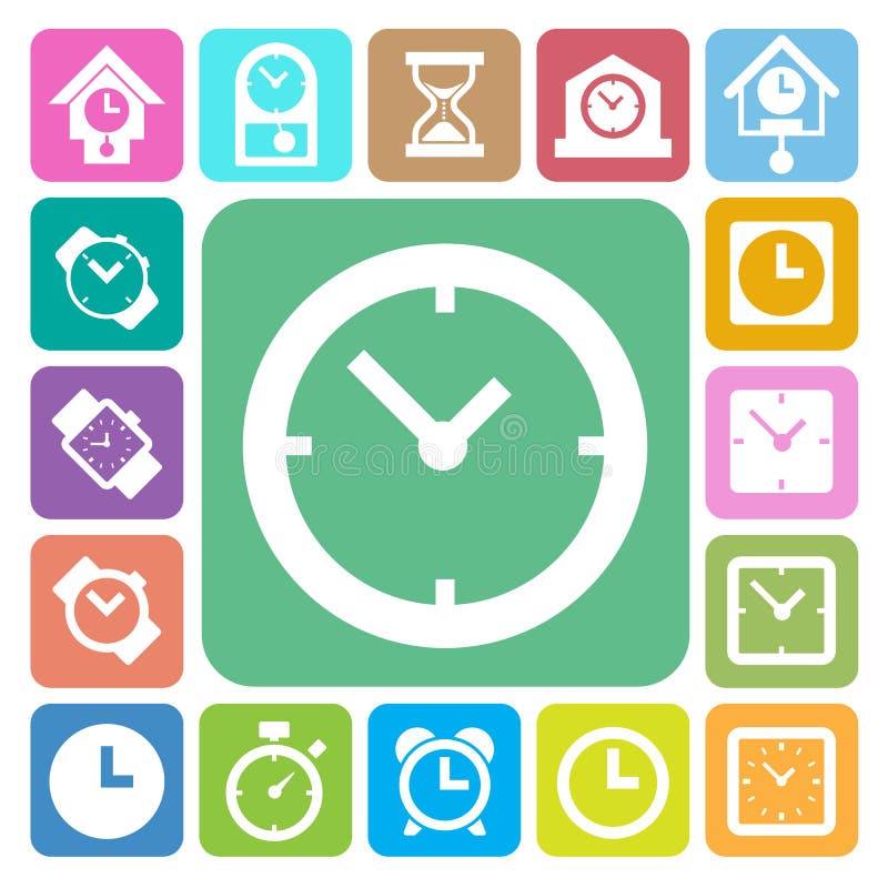 Clocks and time icons set stock vector. Illustration of stopwatch ...