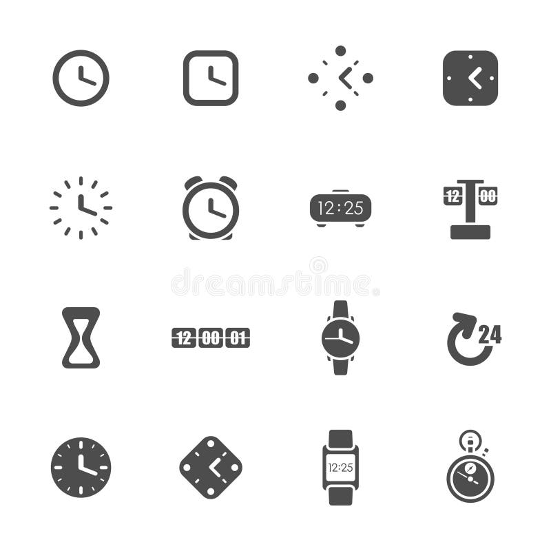 Time and Clock Icon Set, Vector Eps10 Stock Vector - Illustration of ...
