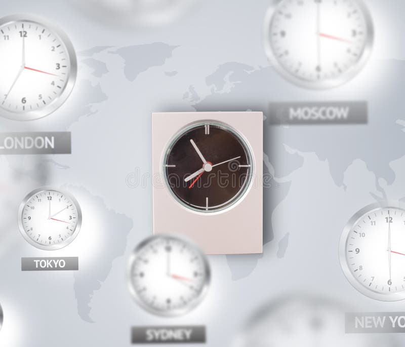 Clocks and Time Zones Over the World Concept Stock Illustration ...