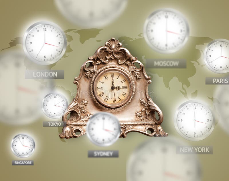Clocks and Time Zones Over the World Concept Stock Image - Image of ...