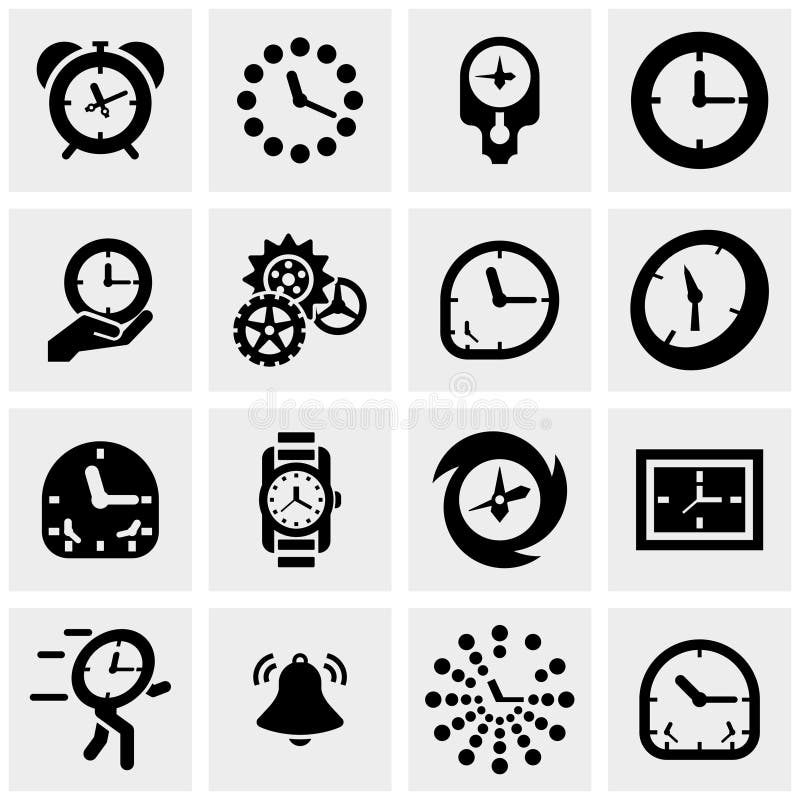 Set of 6 clocks icons stock vector. Illustration of design - 12397826