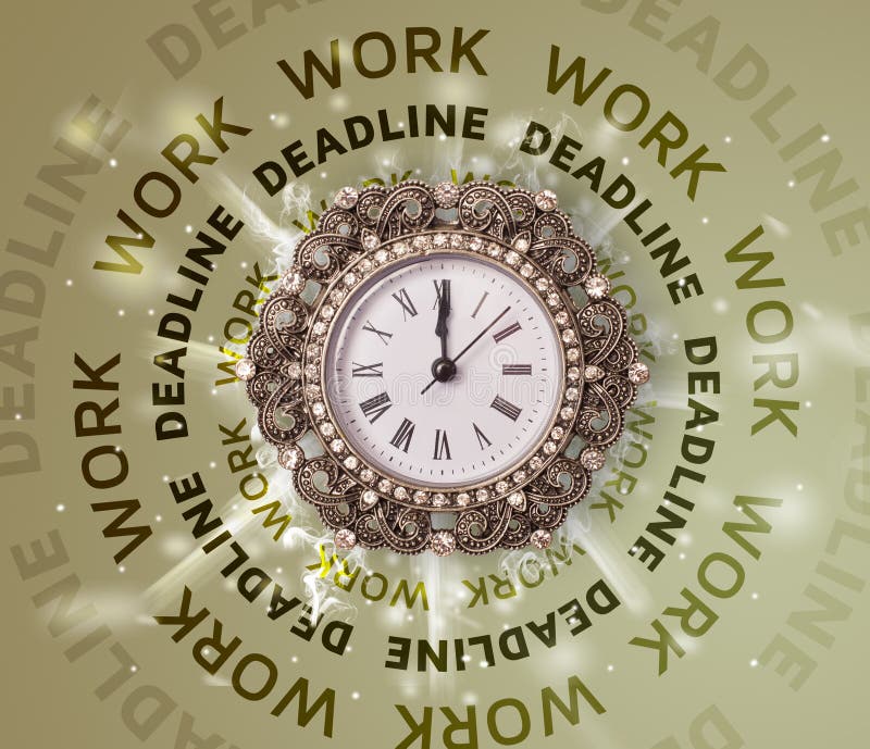 Clocks with Work and Deadline Round Writing Stock Photo - Image of ...