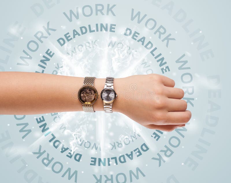 Clocks with Work and Deadline Round Writing Stock Photo - Image of ...