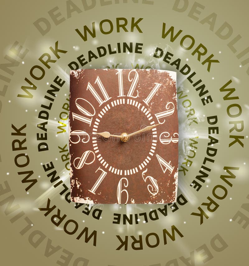 Clocks with Work and Deadline Round Writing Stock Image - Image of ...