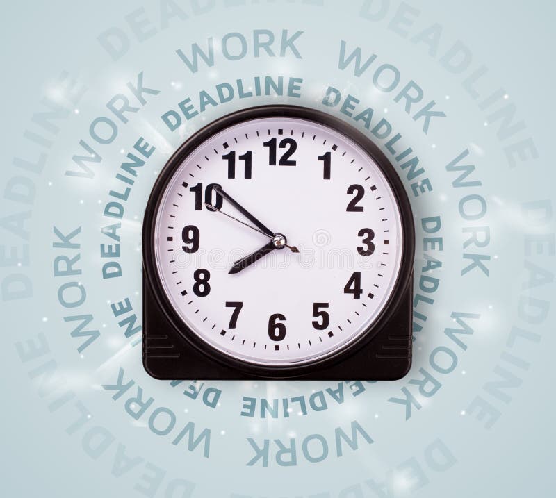 Clocks with Work and Deadline Round Writing Stock Image - Image of ...
