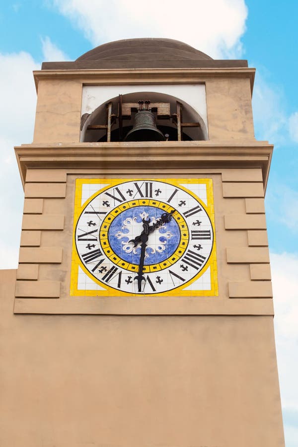 Clocktower in Capri. stock image. Image of italian, piazzetta - 41776697
