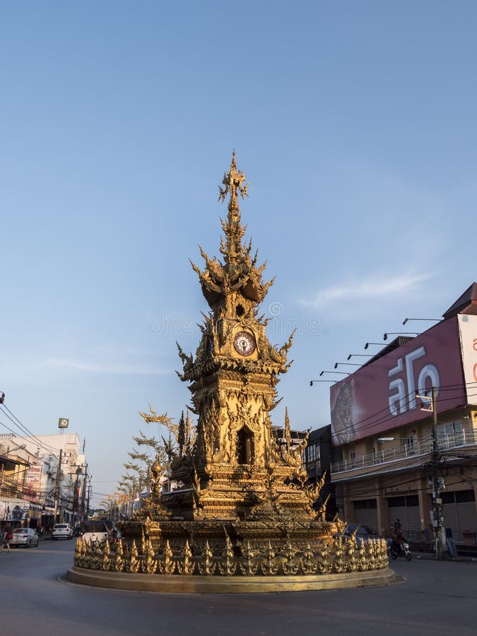 Chiang Rai Clocktower editorial stock photo. Image of crossroad - 104158668