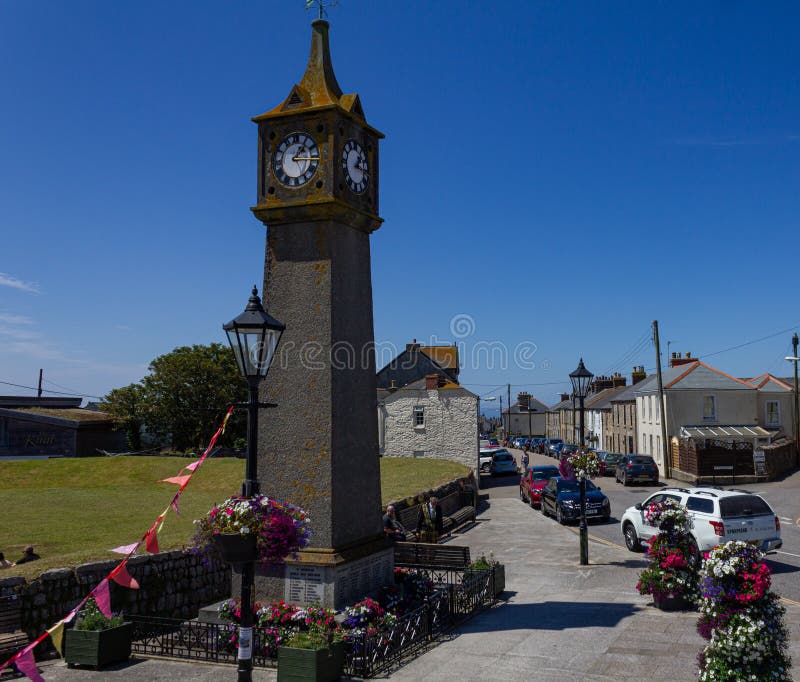 A Clocktower in the Village of St. Just, Cornwall Editorial Stock Image ...