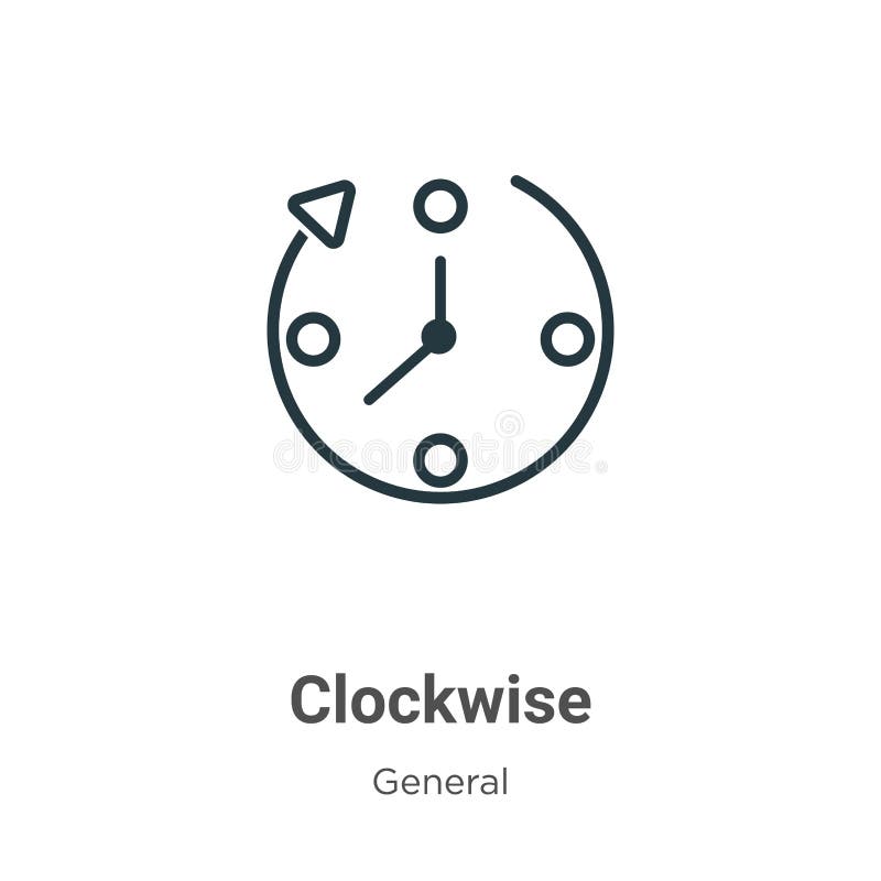 Clockwise Outline Vector Icon. Thin Line Black Clockwise Icon, Flat ...