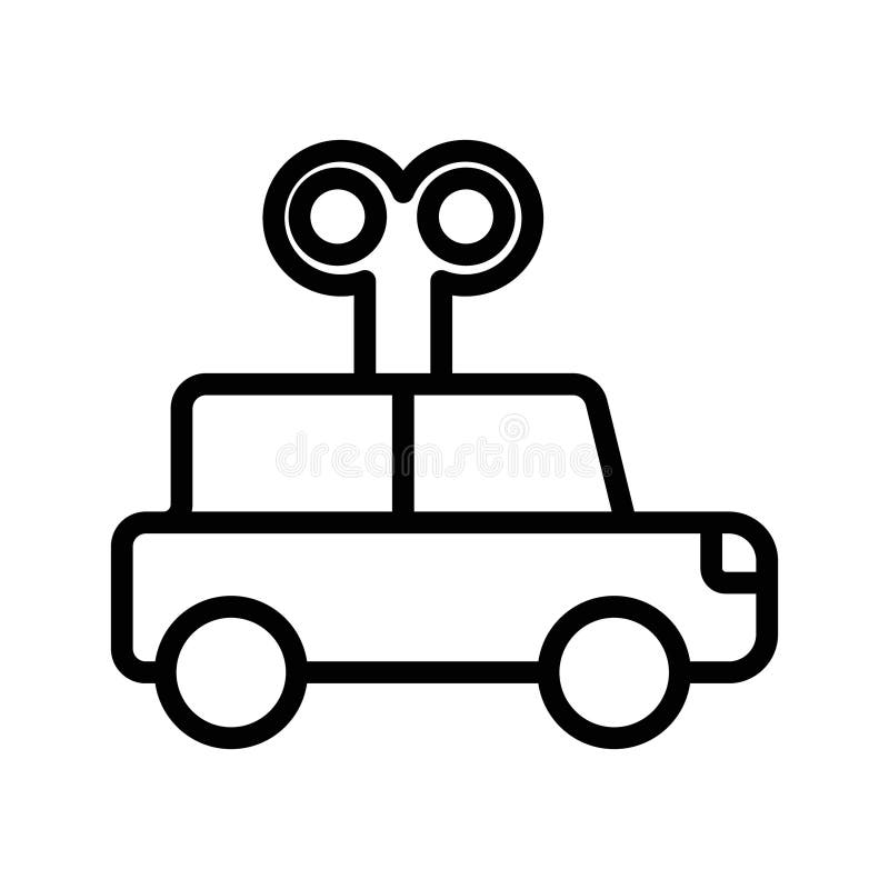 Clockwork Car Toy Icon Linear Logo Mark in Black and White Stock ...