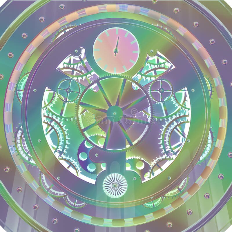Clockwork Closeup in Rainbow Colors Stock Illustration - Illustration ...