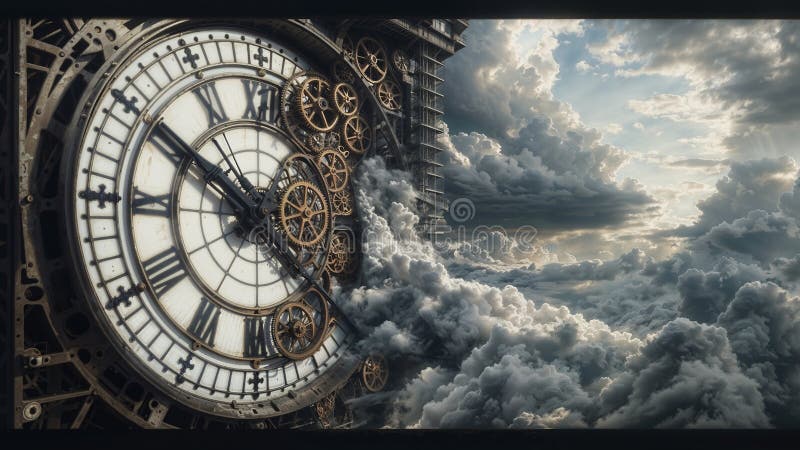 Clockwork Cloudscape stock illustration. Illustration of imagination ...