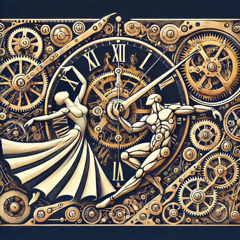 Clockwork Dance an Illustration of a Clockwork Mechanism with Da Stock ...