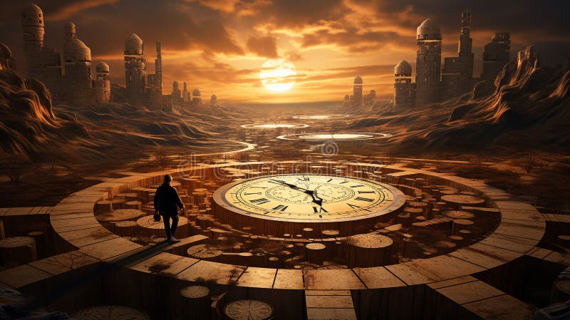 Clockwork Dreamscape: Temporal Vortex Surreal Landscape Stock ...