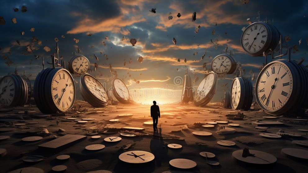 Clockwork Dreamscape: Temporal Vortex Surreal Landscape Stock ...