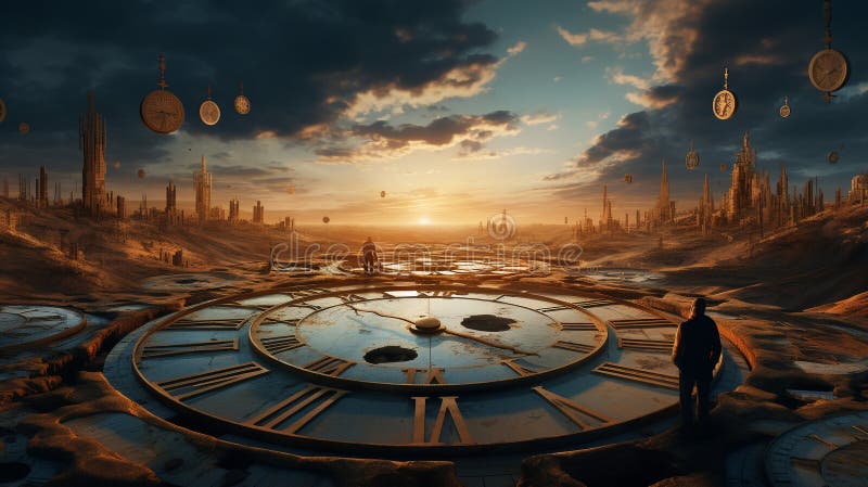 Clockwork Dreamscape: Temporal Vortex Surreal Landscape Stock ...