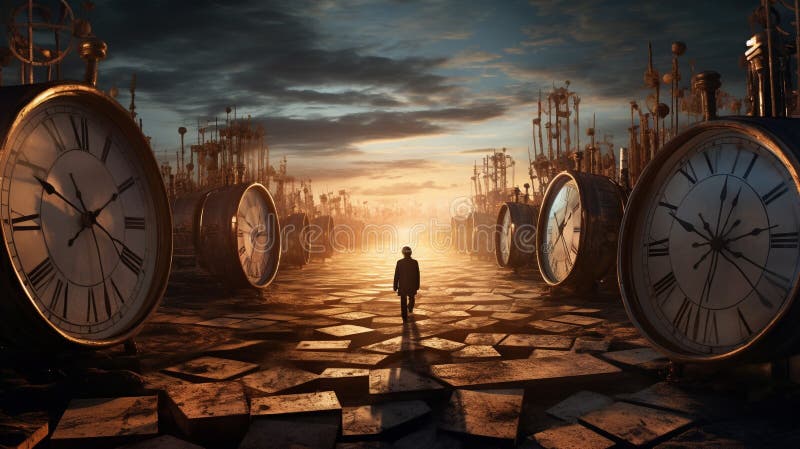 Clockwork Dreamscape: Temporal Vortex Surreal Landscape Stock ...