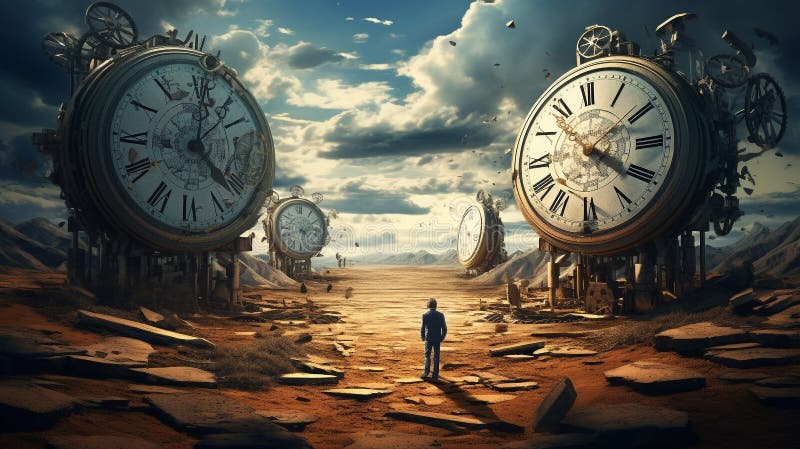 Clockwork Dreamscape: Temporal Vortex Surreal Landscape Stock ...
