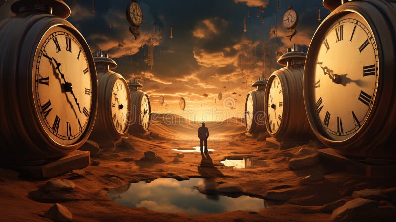 Clockwork Dreamscape: Temporal Vortex Surreal Landscape Stock ...