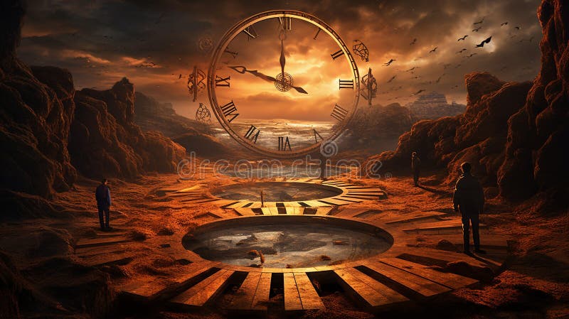 Clockwork Dreamscape: Temporal Vortex Surreal Landscape Stock ...
