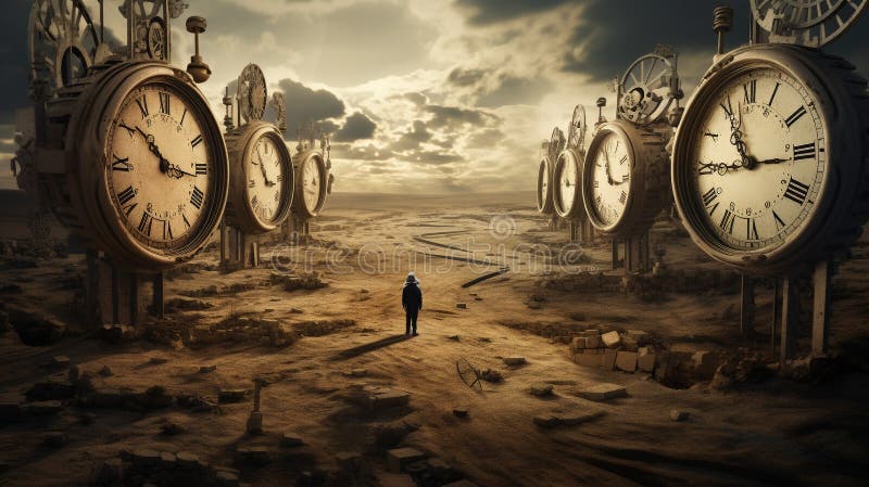 Clockwork Dreamscape: Temporal Vortex Surreal Landscape Stock ...