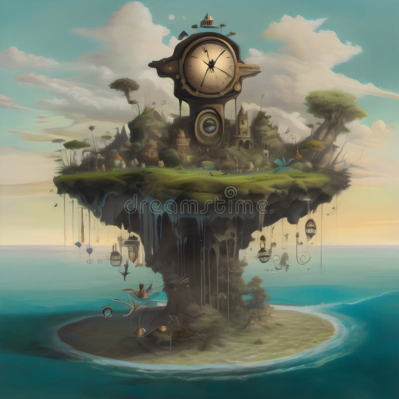 Clockwork Fantasy Island stock illustration. Illustration of island ...
