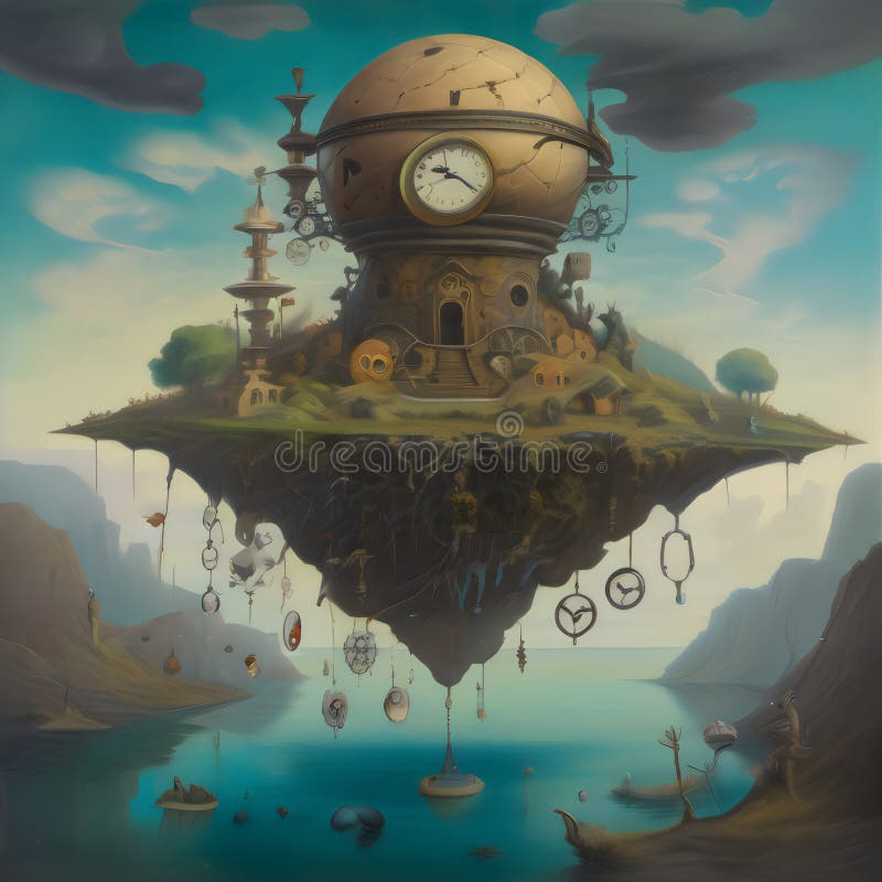 Clockwork Fantasy Island stock illustration. Illustration of fiction ...