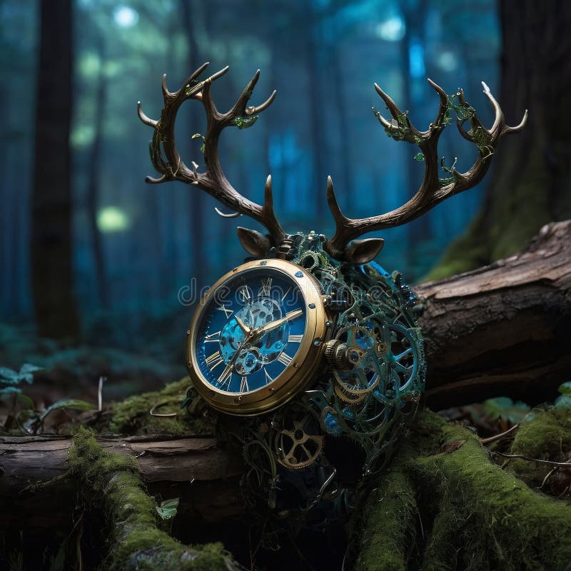 Clockwork Forest with Bioluminescent Fungi and Mechanical Stag at ...