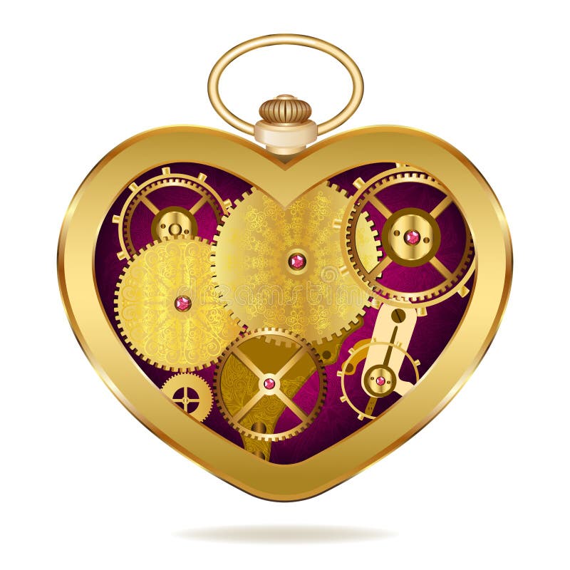 Steampunk clockwork heart stock vector. Illustration of machine - 39459907