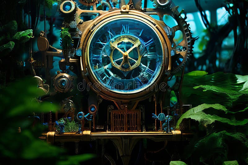 Clockwork Jungle a Dense Mechanical Jungle with Clockwork Plants Stock ...