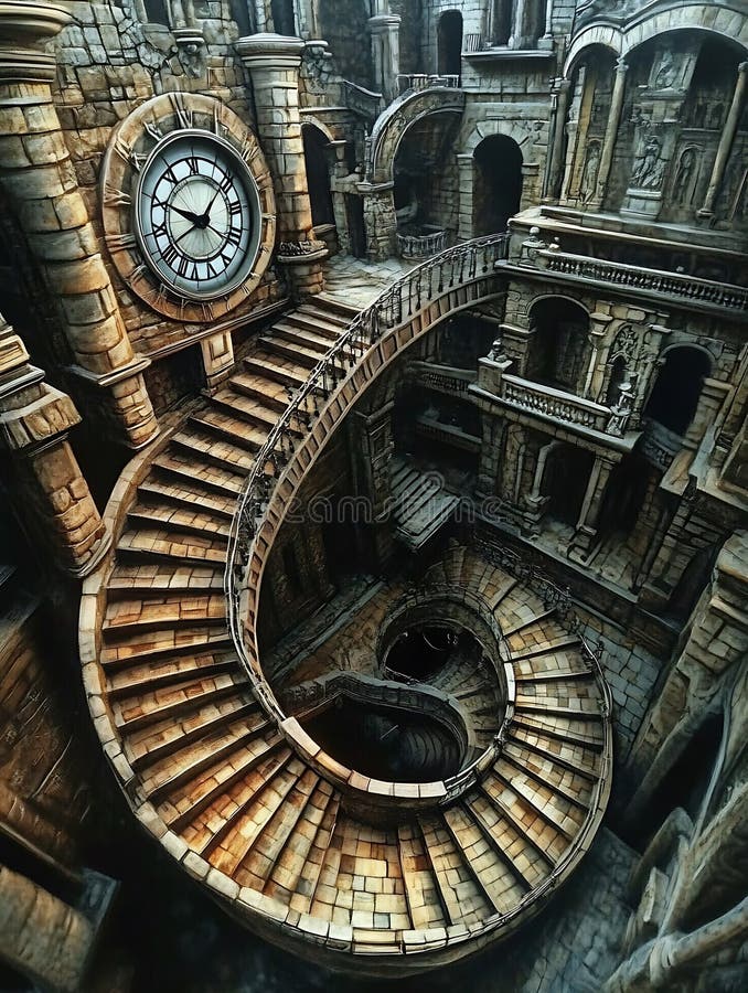 A Clockwork Labyrinth an Intricate Spiraling Staircase in an Ancient ...