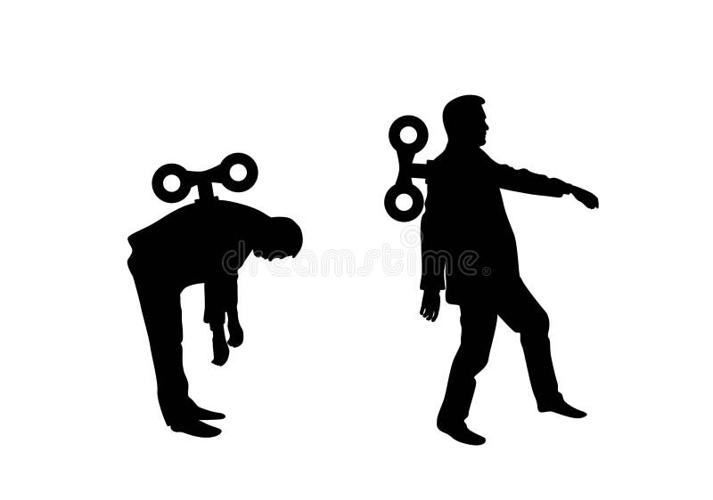 Clockwork Mechanical Puppet Business Man Idle and Walking Silhouette ...