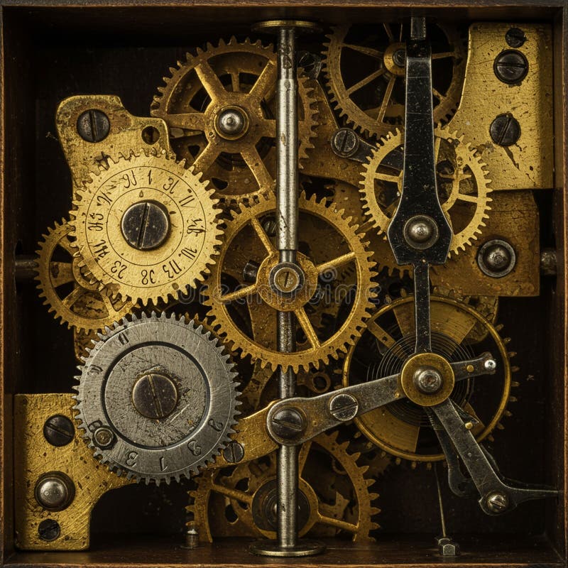 Clockwork Mechanism Featuring a Complex Arrangement of Interlocking ...