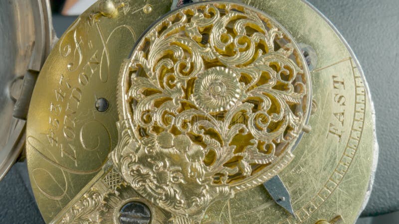 Clockwork Mechanism Macro. Round Wheel with a Carved Pattern from ...