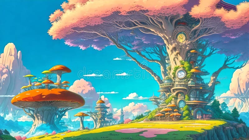 Clockwork Spire, Fantasy Landscape, AI Generate Stock Illustration ...