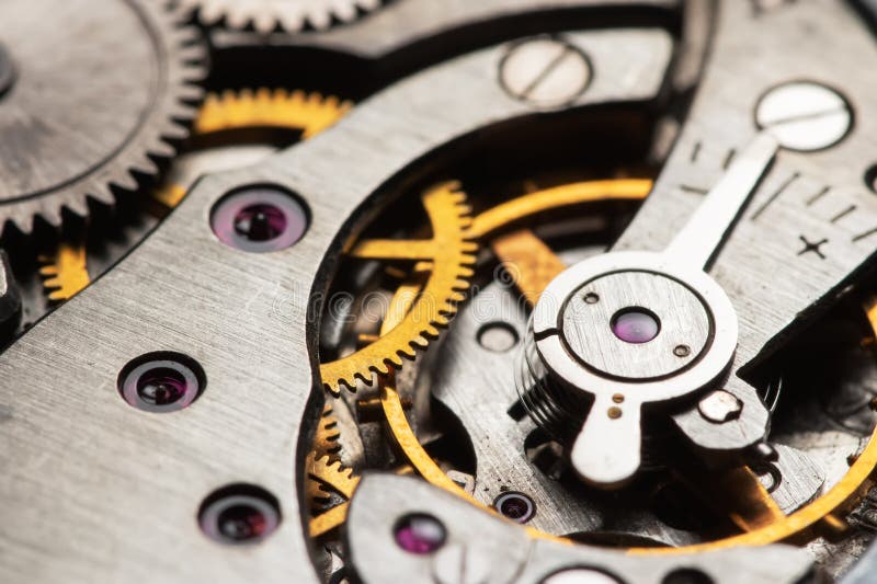 Clockwork Swiss Vintage Watch Close Up Macro Stock Photo - Image of ...