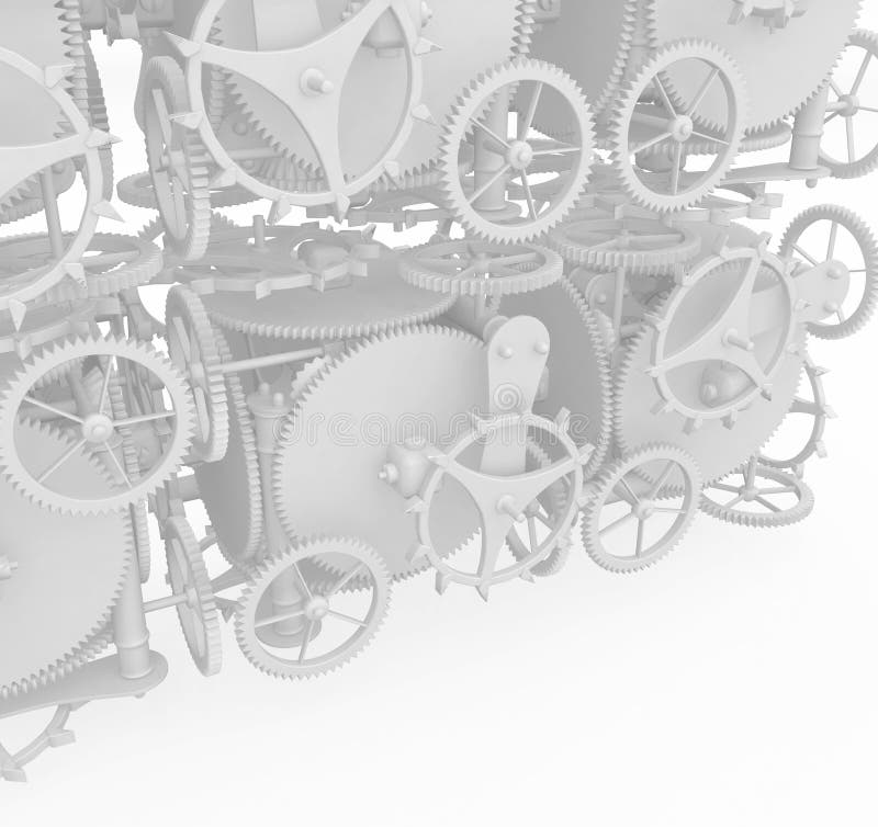 Clockwork Wall, White stock illustration. Illustration of mechanical ...