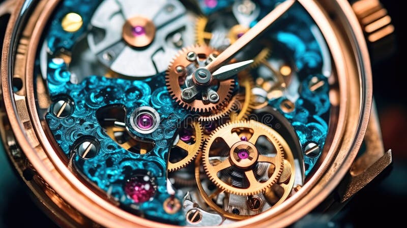 Clockwork Watch Mechanism Macro Lens, Clock Mechanism with Gears Stock ...