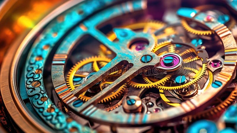 Clockwork Watch Mechanism Macro Lens, Clock Mechanism with Gears Stock ...