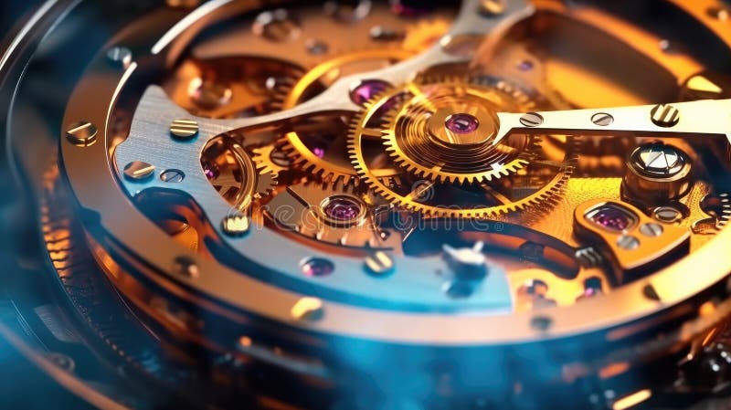 Clockwork Watch Mechanism Macro Lens, Clock Mechanism with Gears Stock ...
