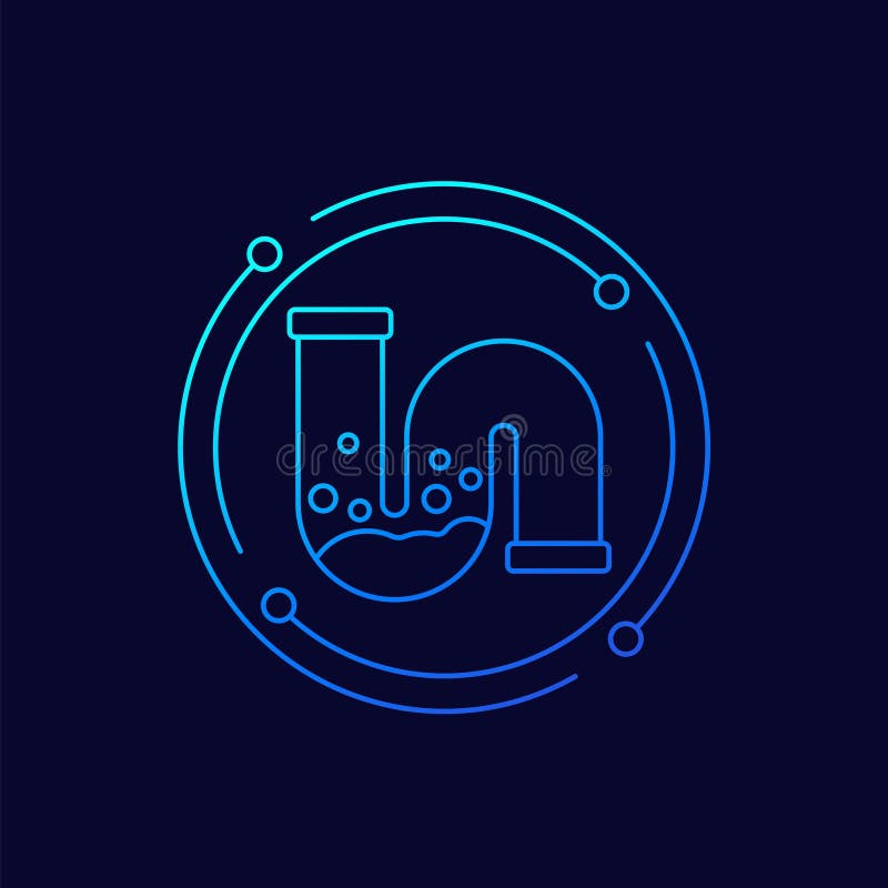 Clog in Pipe, Drain Icon, Linear Design Stock Vector - Illustration of ...