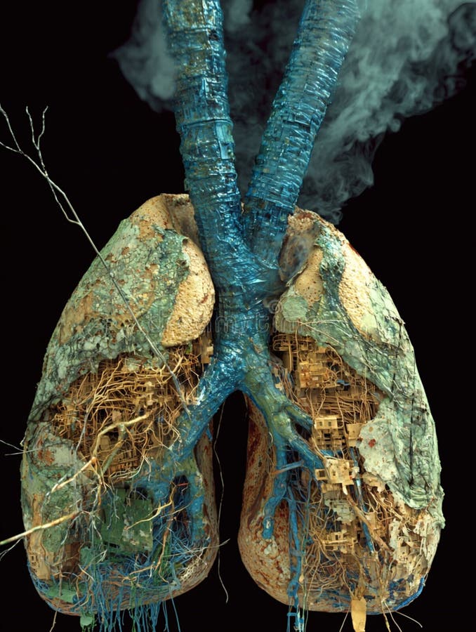 Clogged Lungs Showing the Effects of Smoking and Pollution Stock ...