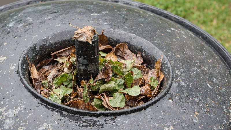Clogged Rain Barrel Overflow with Damp Leaves Stock Illustration ...