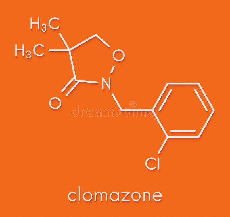 Clomazone Herbicide Molecule. 3D Rendering. Atoms are Represented As ...
