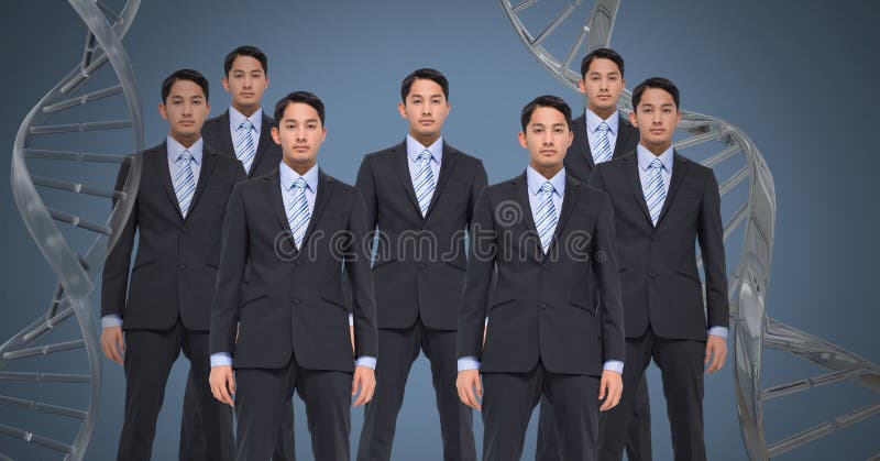 Clone men with genetic DNA stock image. Image of generated - 112820177