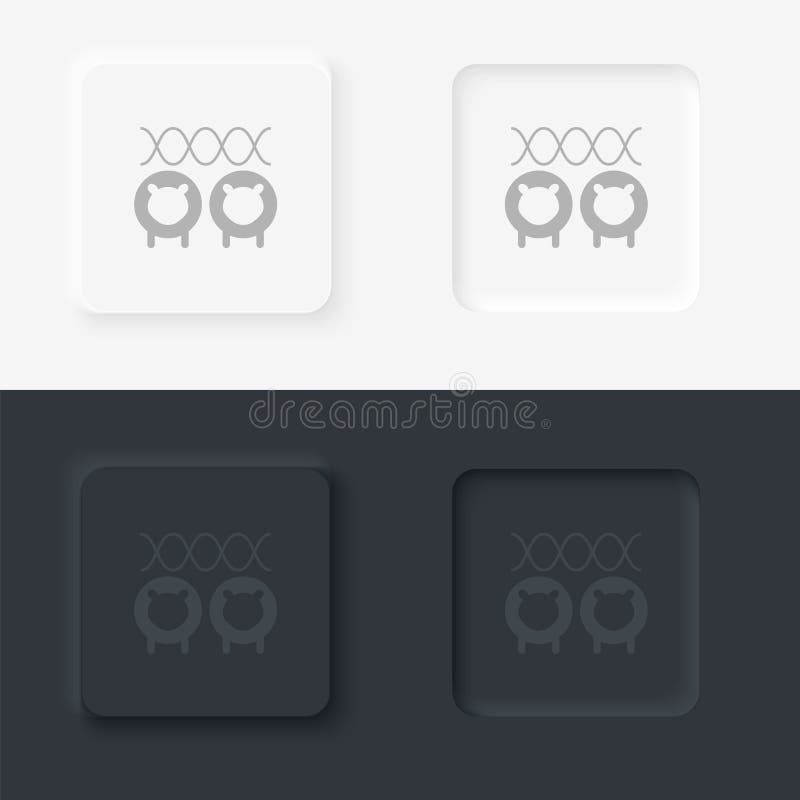Cloning, Dna, Sheep, Neomorphism Style, Vector Icon with Button Stock ...