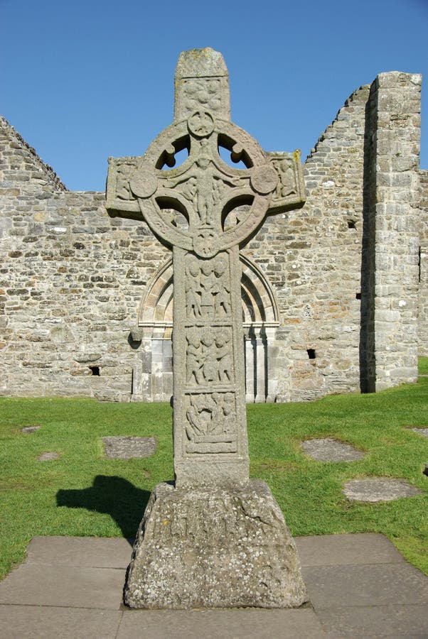High Cross of the Scriptures. Clonmacnoise. Ireland Stock Image - Image ...